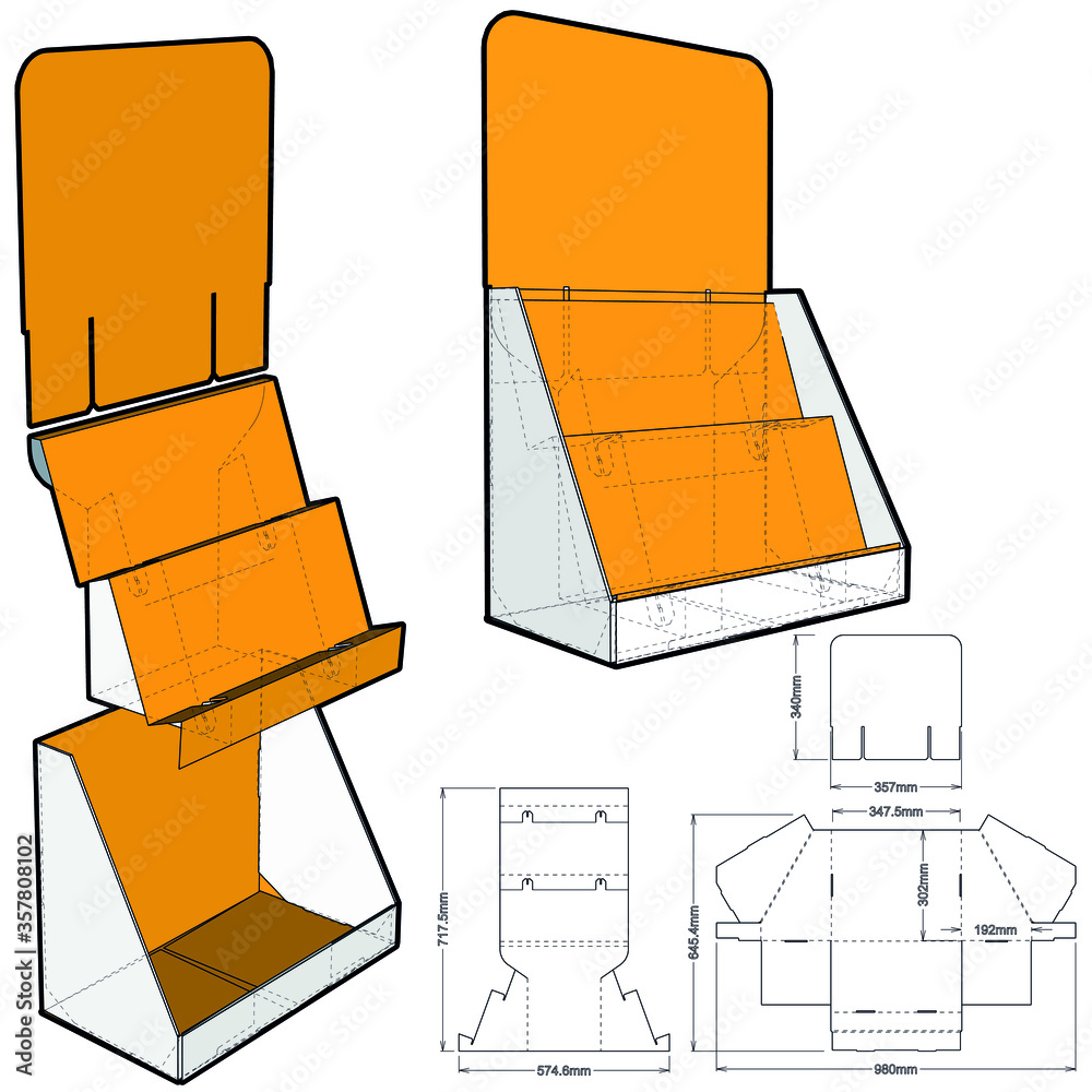 Counter display stand and Die-cut Pattern. The .eps file is full scale ...