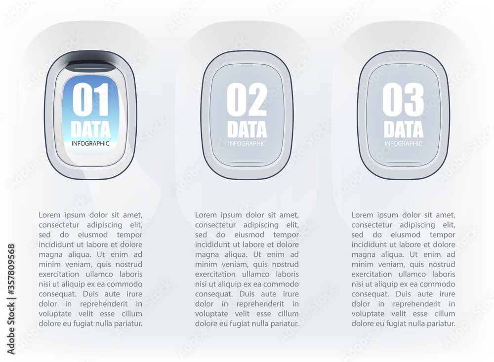 Business infographic airplane porthole. Concept business strategy ...