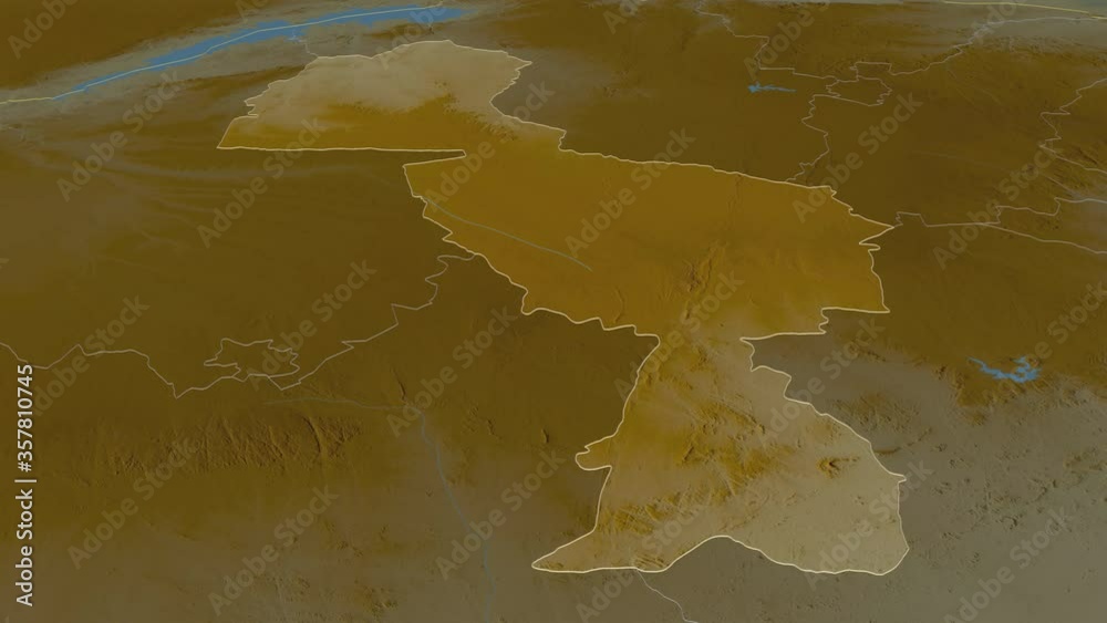 Midlands, province with its capital, zoomed and extruded on the relief ...