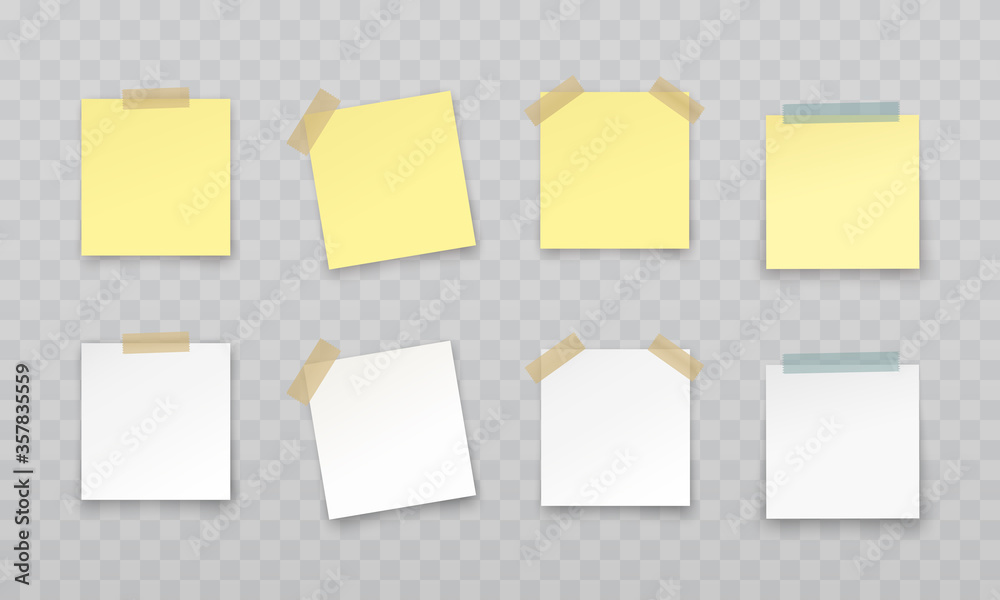 Note paper sticker set isolated on transparent background. Vector ...