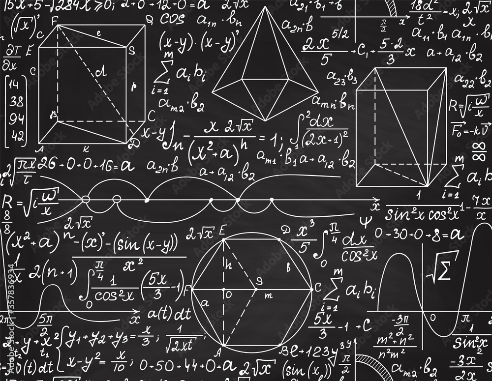 Math educational vector seamless pattern with handwritten algebra ...