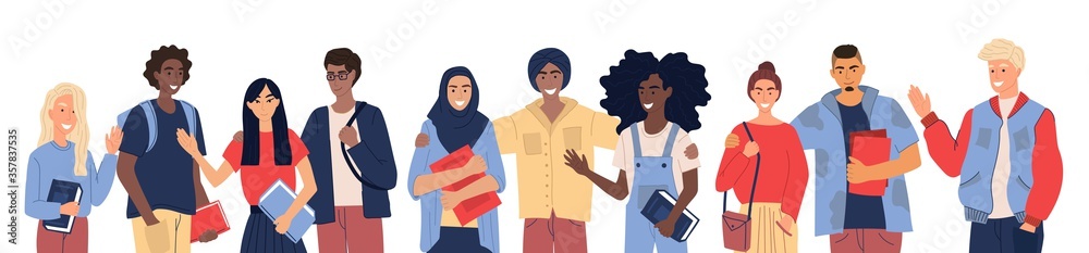 College or university students campus community vector illustration ...