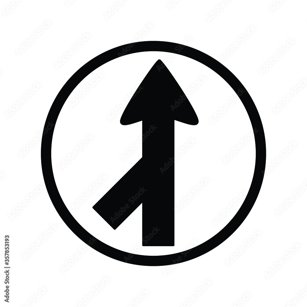 merging traffic sign, merging lane from the left, traffic sign icon ...