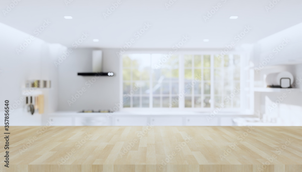 kitchen interior background with counter or table. Decoration top ...