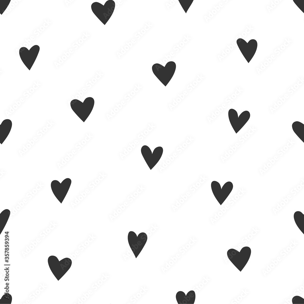 Seamless patterns with black hearts. Love and romantic theme background ...