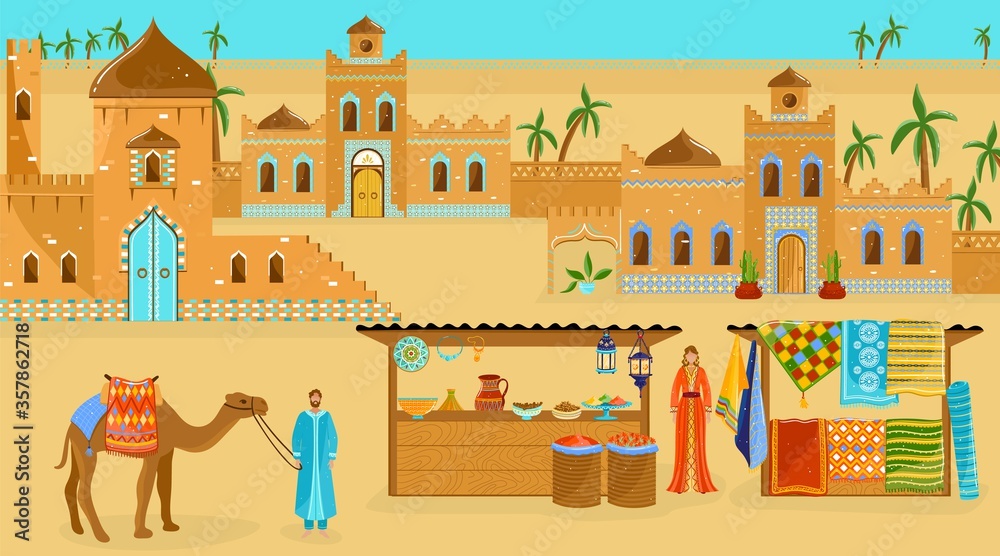 Travel to Africa vector illustration. Cartoon flat desert African ...