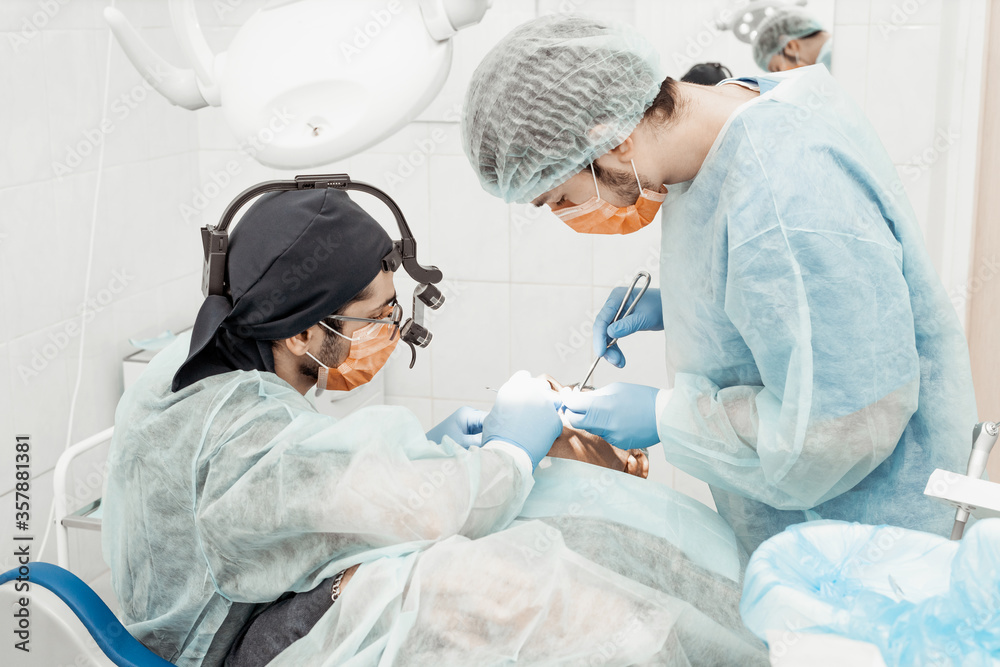 Dentists will perform an operation, implant placement. Real operation ...