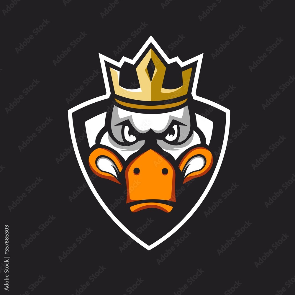 King Duck mascot logo design with modern illustration concept style for ...
