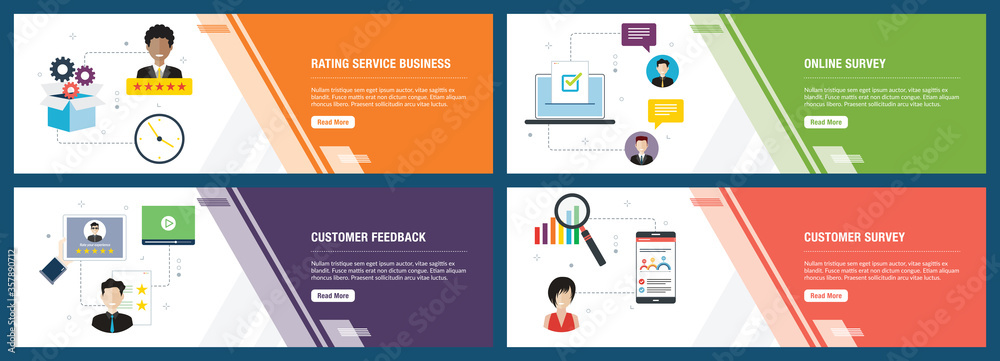 Vector set of vertical web banners with rating service business, online ...