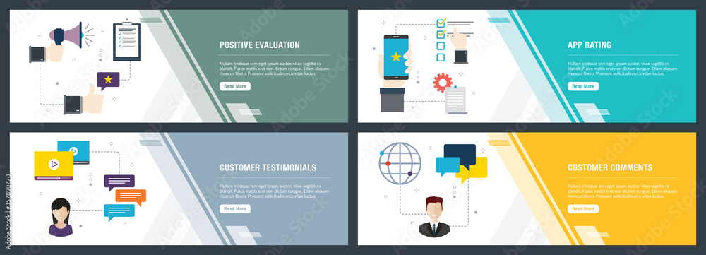 Vector set of vertical web banners with positive evaluation, app rating ...