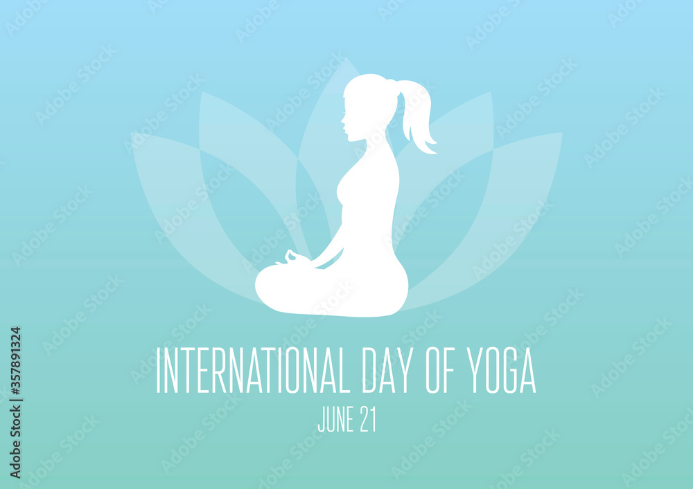 International Day of Yoga vector. Woman in yoga position silhouette ...