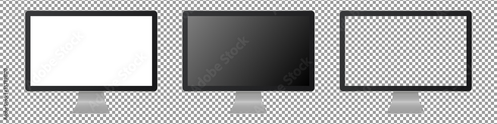Realistic desktop computer mockup set. Desktop computer with blank ...