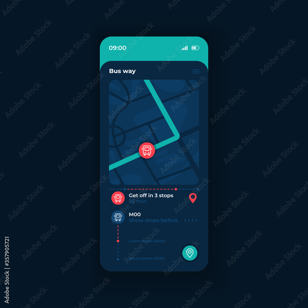 Public transport tracking app smartphone interface vector template ...