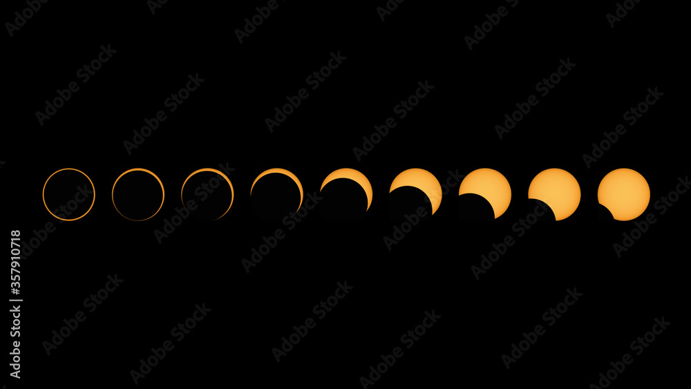 Annular solar eclipse phases total composite panorama moon moves away ...