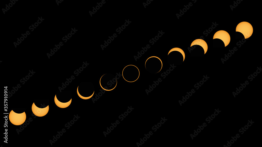 Rare Annular solar eclipse phases composite panorama during Totality ...