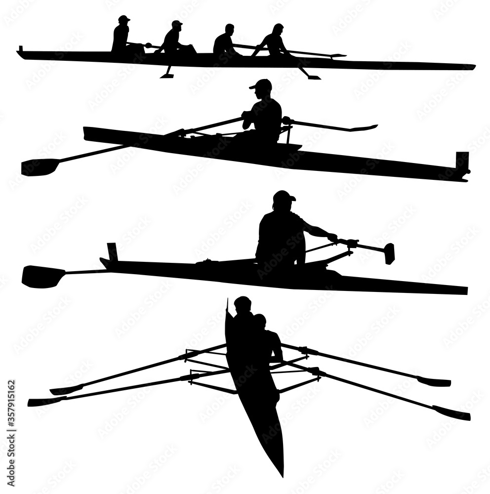 silhouettes of rowing athletes vector Stock Vector | Adobe Stock