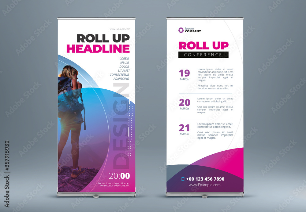 Business Retractable Banner Layout with Abstract Circles Stock Template ...