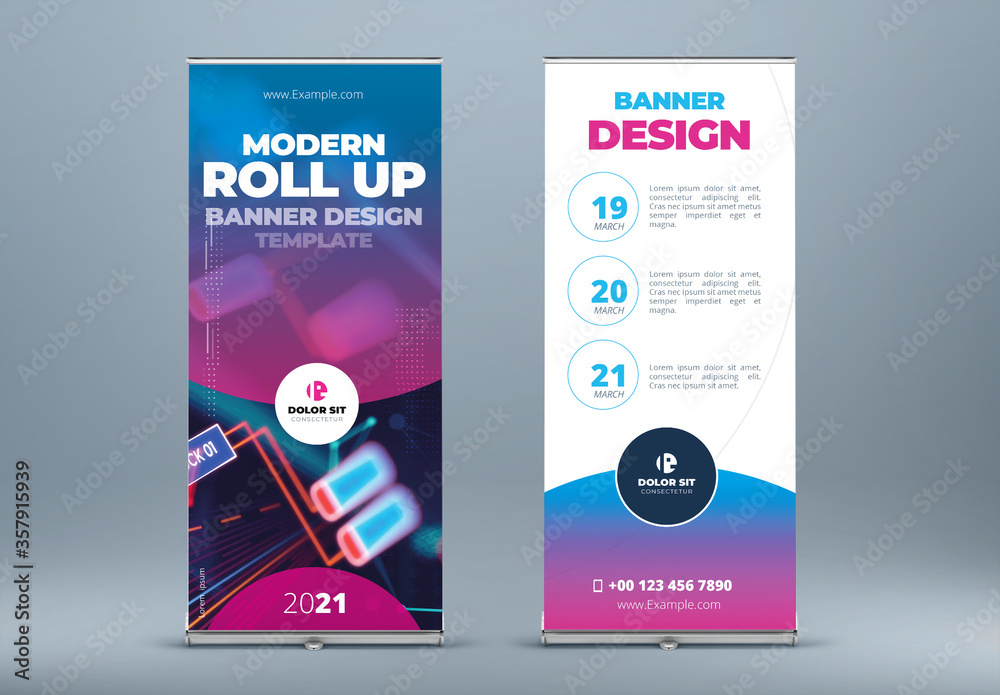 Color Roll Up Layout with Circles Stock Template | Adobe Stock