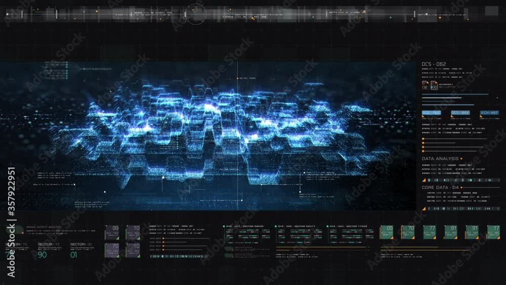 Futuristic head up display holographic city digitally generated image virtual reality matrix ...