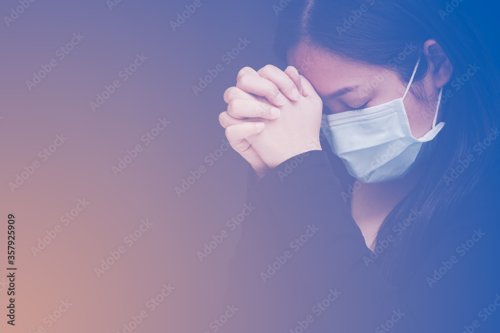 woman praying and worship to GOD Using hands to pray in religious beliefs and worship christian ...