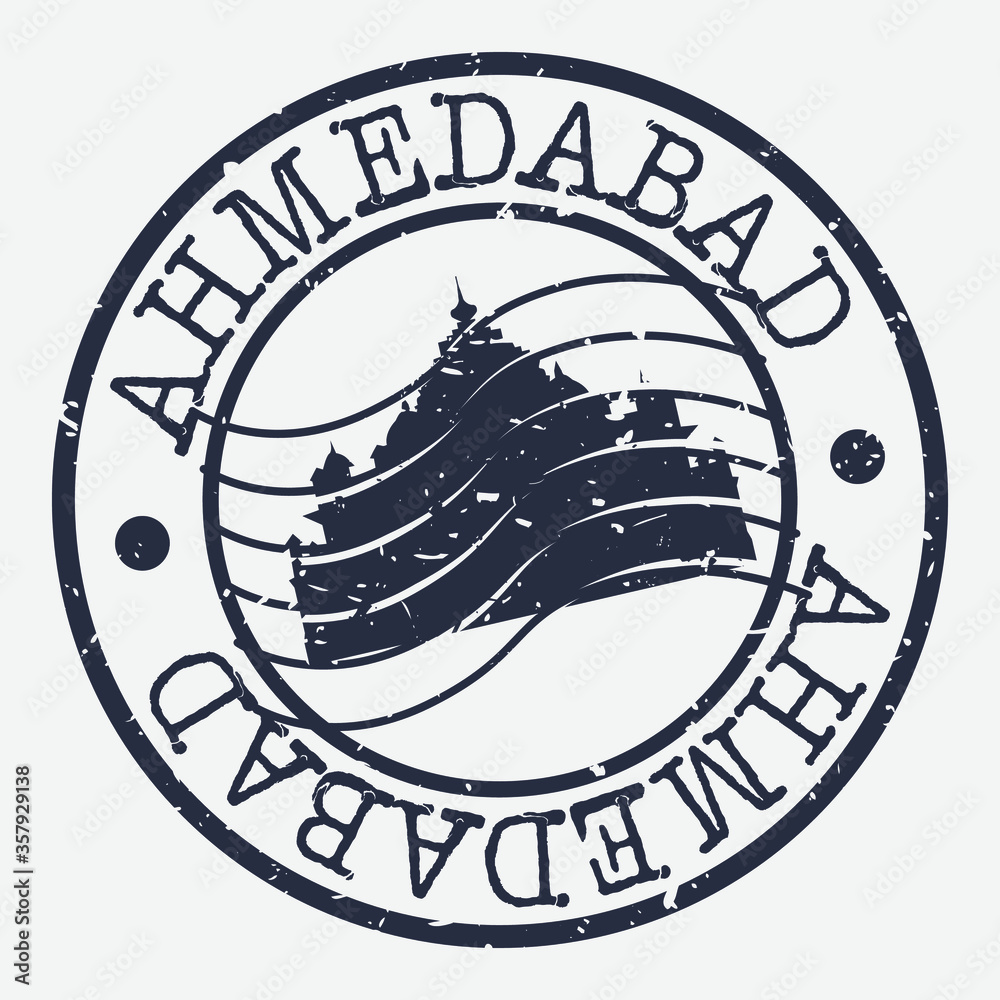 Ahmedabad, Gujarat, India Stamp Postal. Building Silhouette Seal ...