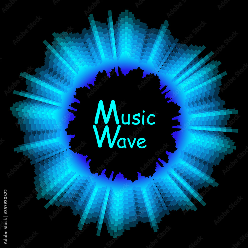 Round sound wave colorful music poster. Digital technology illustration ...