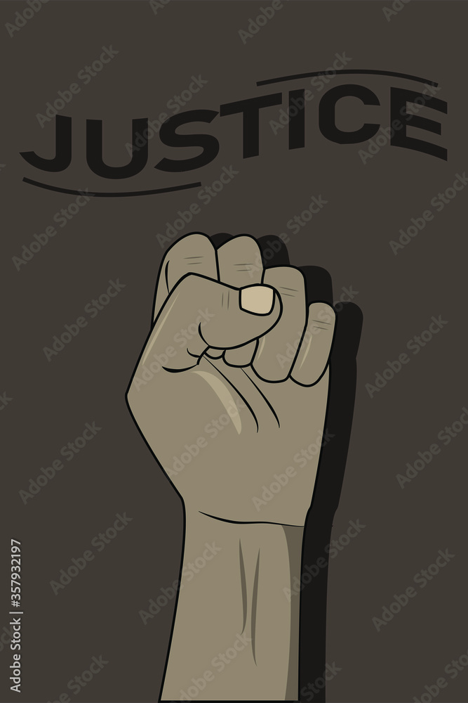 Vector illustration of a raised fist. Concept of justice, strength and ...
