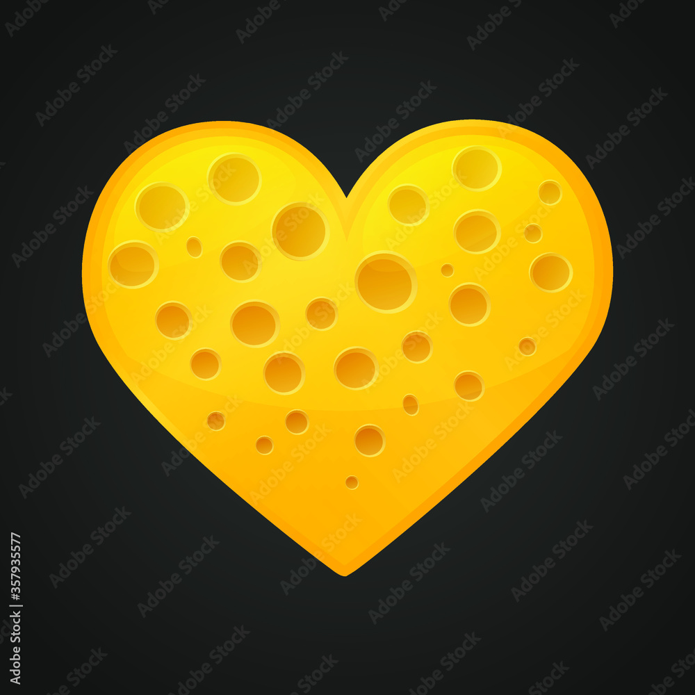 Cheese Heart Love Emoji Icon Object. Food Symbol Gradient Vector Art ...