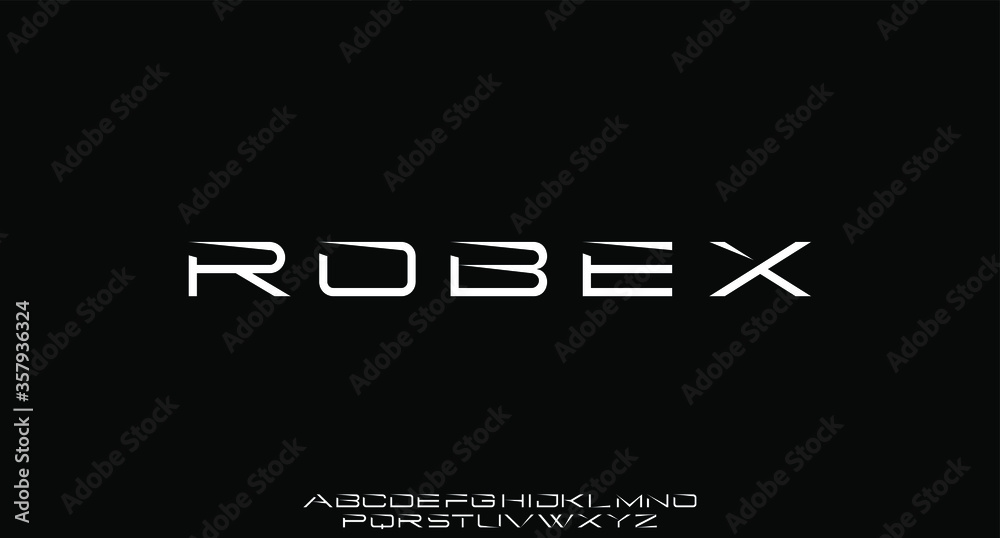 ROBEX. FUTURISTIC SPEED MODERN SHARP FONT DISPLAY TYPEFACE VECTOR ...