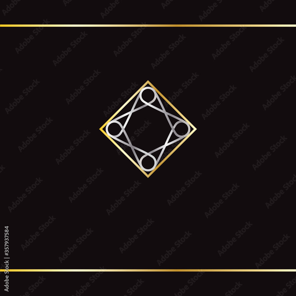 Golden and silver luxury logo. Square shape, abstract logo. The golden ...