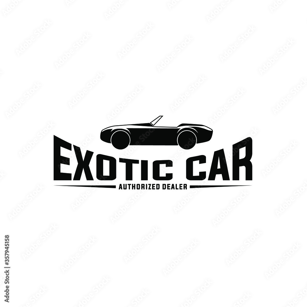 Black car silhouette vector illustration with curved exotic car text ...