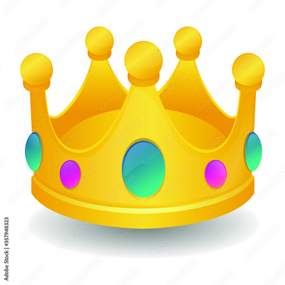 Crown 3D Emoji Icon Object. Symbol Gradient Vector. Art Design Cartoon ...
