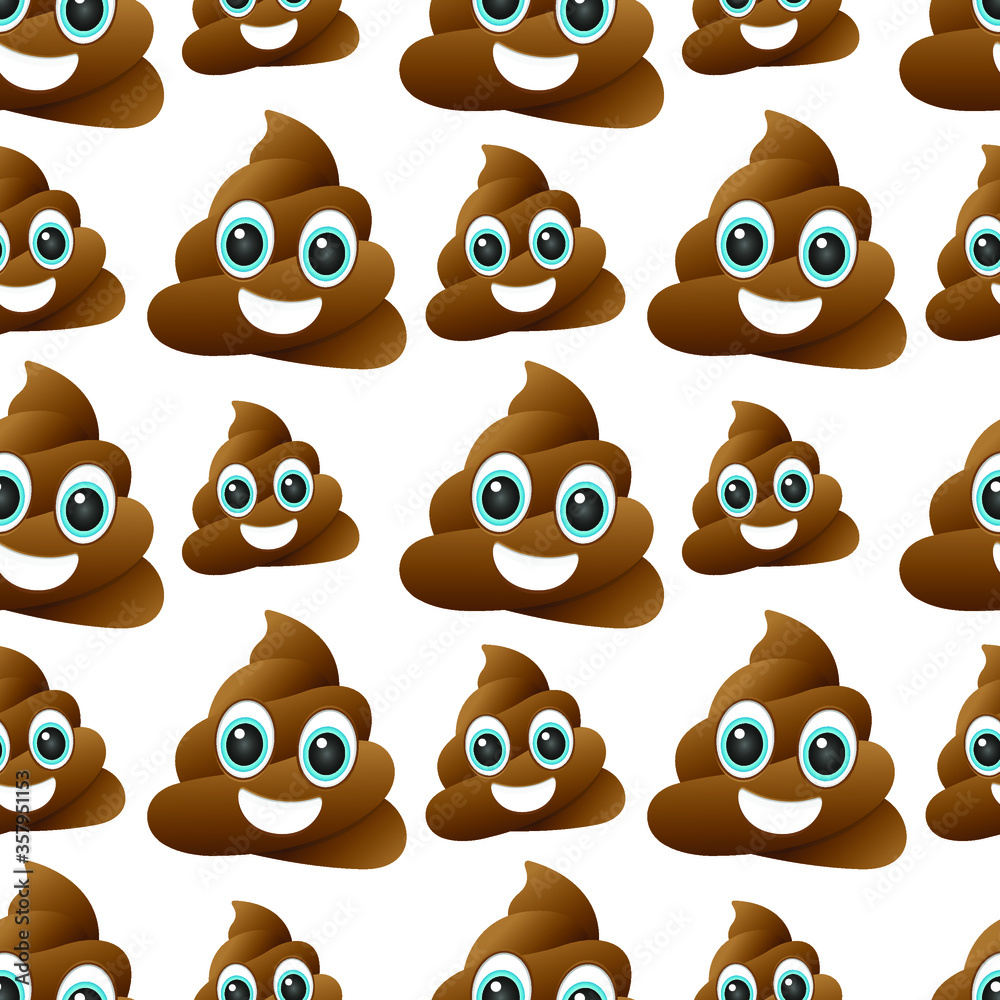 Pile of Poo Pattern. Seamless Background Symbols. Emoji Drawn Sketch ...