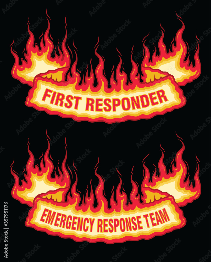 First Responder Fire Flame Banner Bottom Arch Scroll is an illustration ...