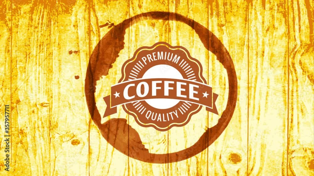 premium coffee quality wavy emblem for organic product brand inside cup ...