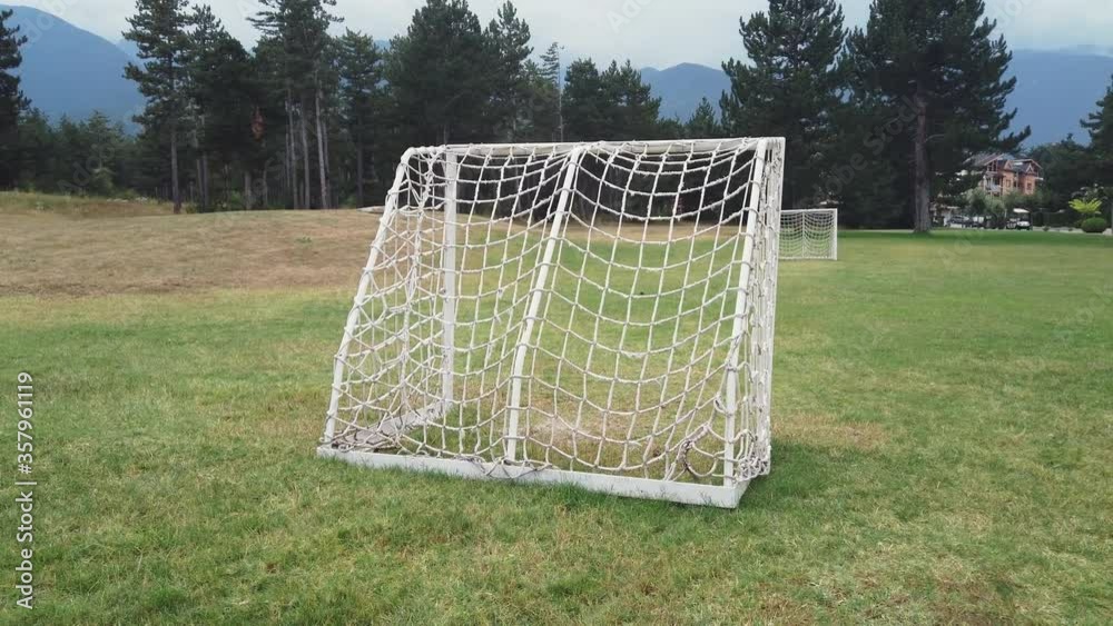 Playground with portable steel mini goal for amateur or youth football ...