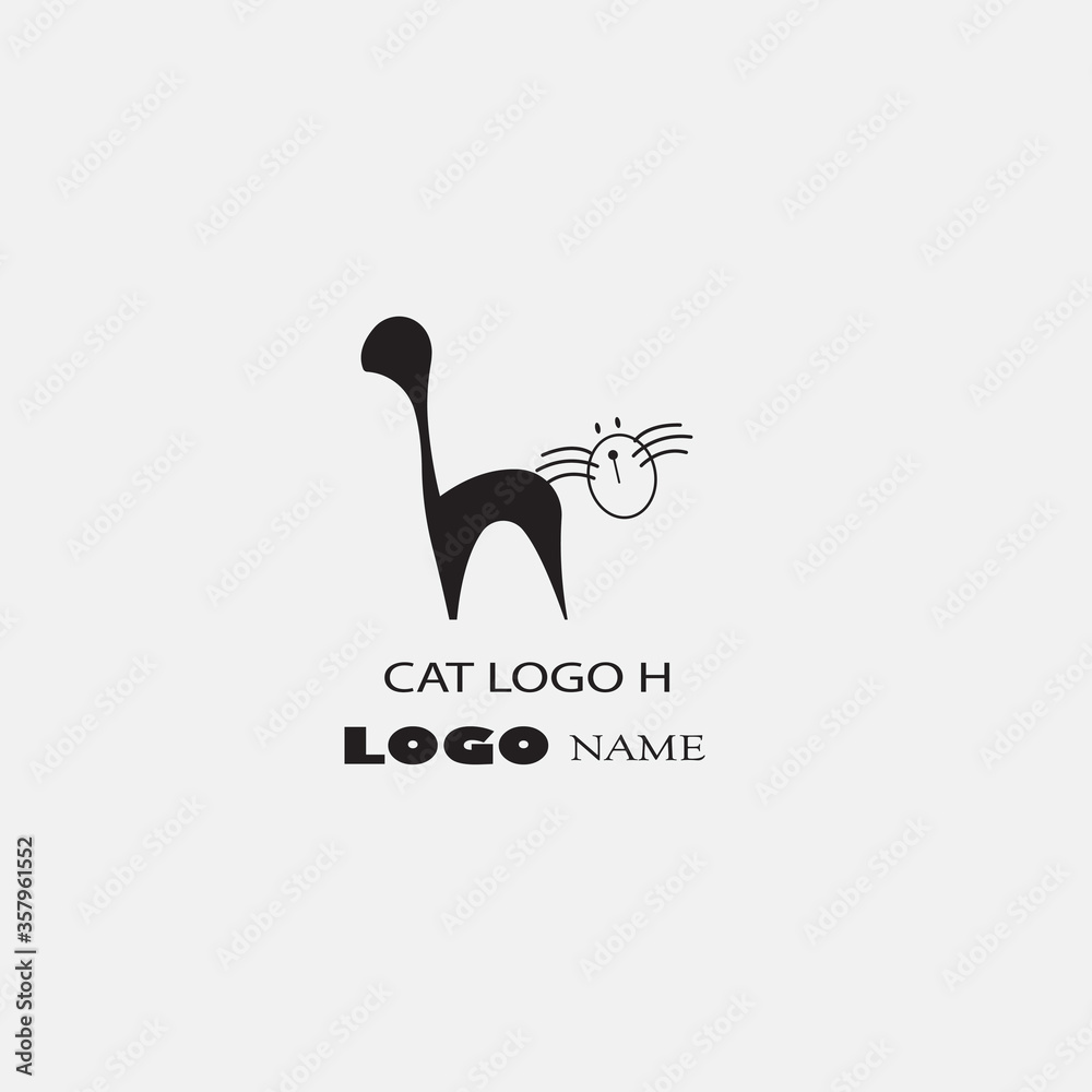 letter h illustration of black cat vector design Stock Vector | Adobe Stock