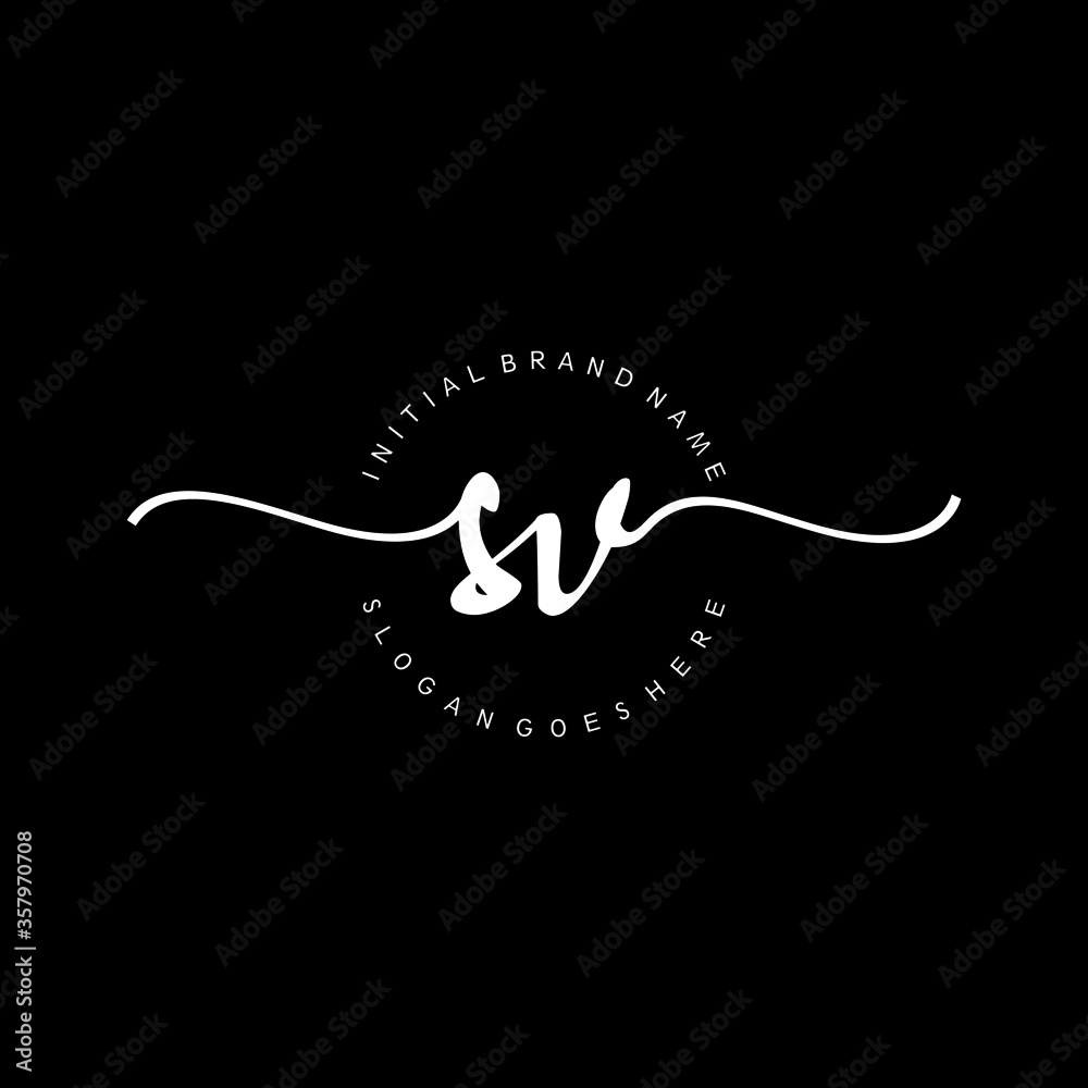 Initial SV beauty monogram and elegant logo design, handwriting logo of ...