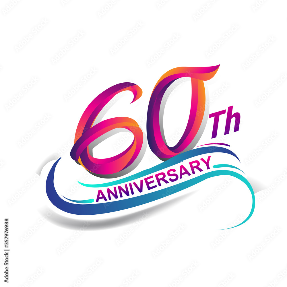 60th anniversary celebration logotype blue and red colored. Birthday ...
