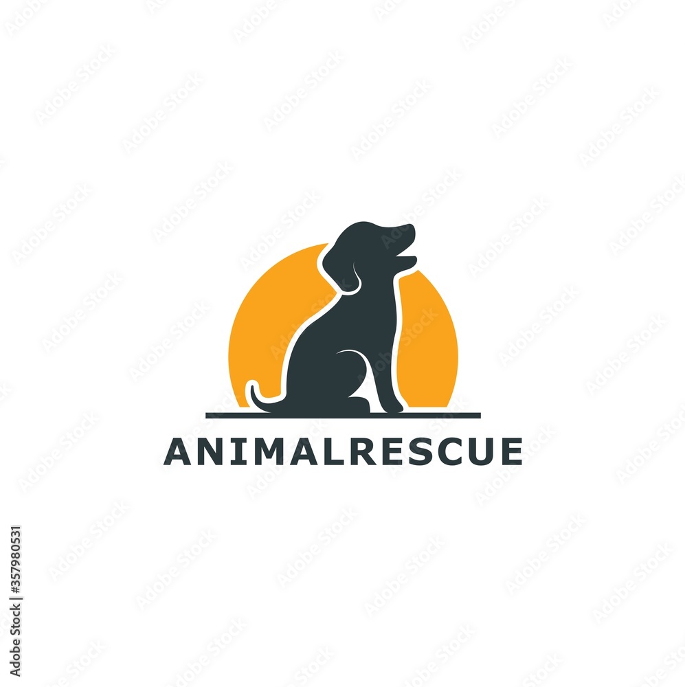 Animal Rescue with Dog Logo Minimal modern design vector template Stock ...