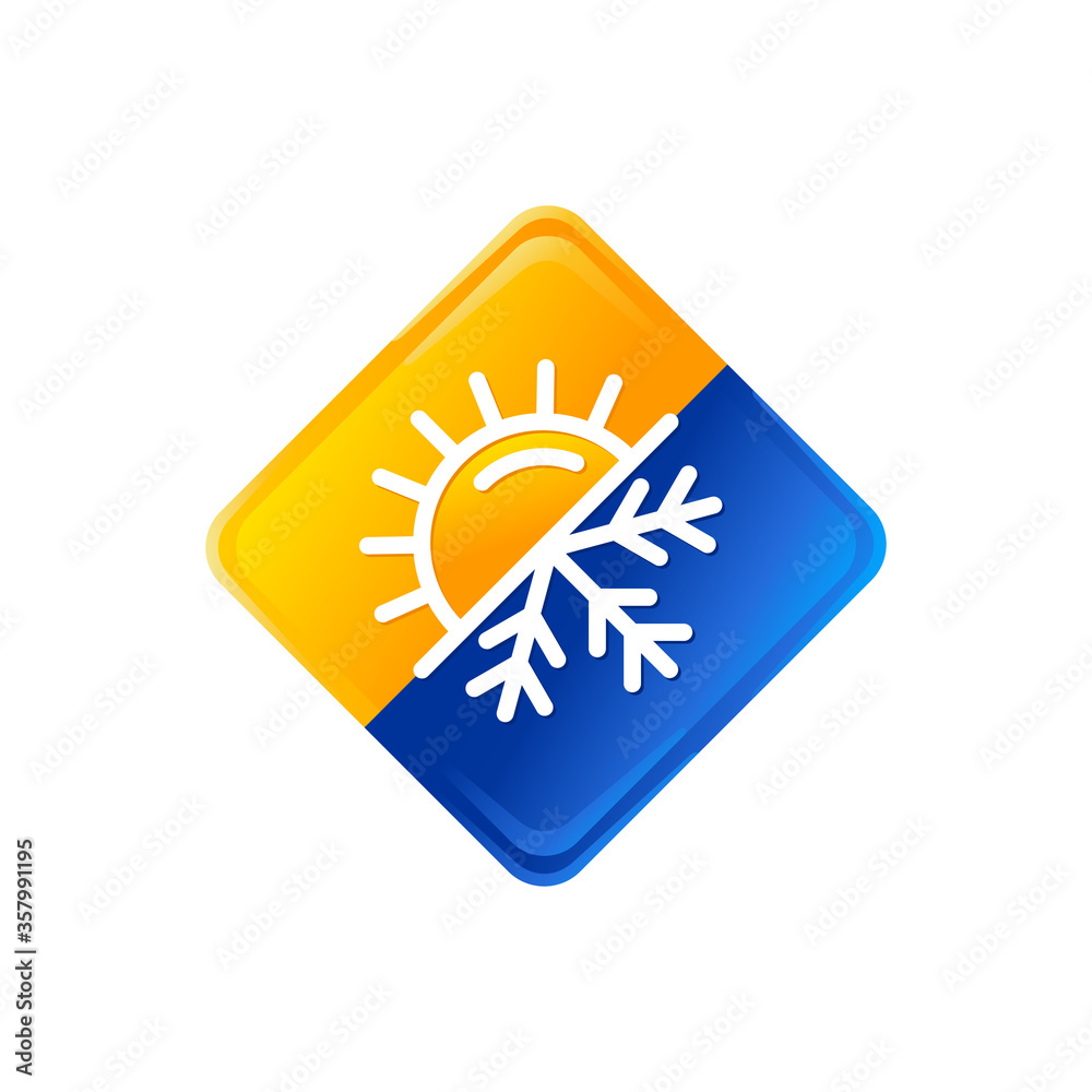 Air conditioning logo - hot and cold - flat vector icons with symbols ...