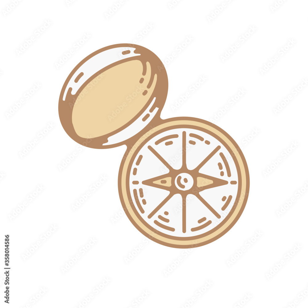 compass vector illustration in engraving style. steampunk antique ...