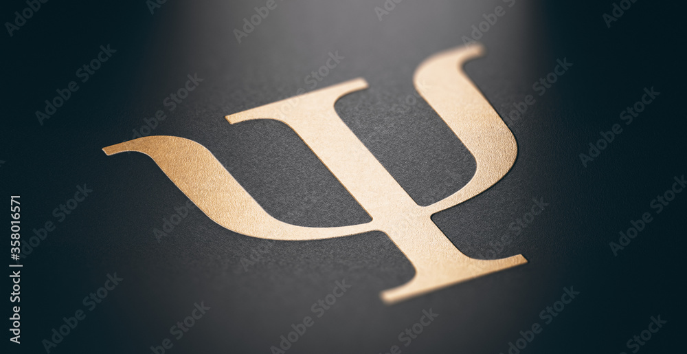 Greek Alphabet, Golden Psi Letter. Symbol of Psychology. Stock ...