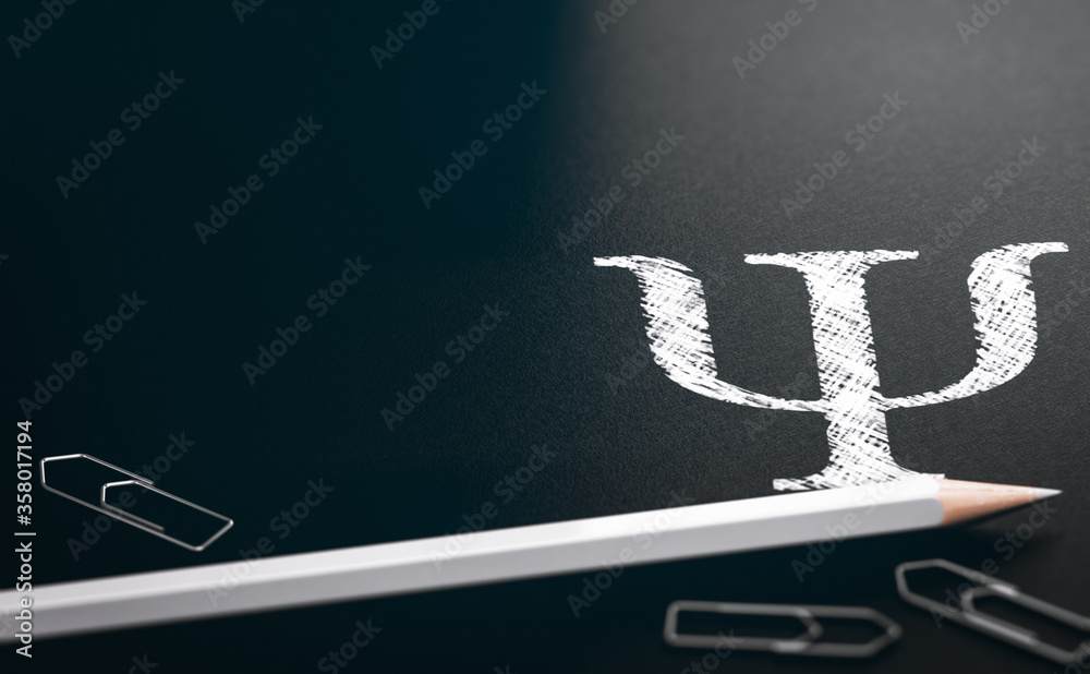 Greek Alphabet, Psi Letter. Symbol of Psychology Over Black Background ...