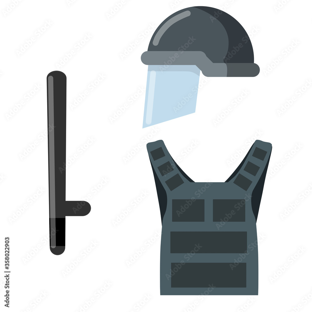Bulletproof vest and helmet. Army clothes. Uniforms of special forces ...
