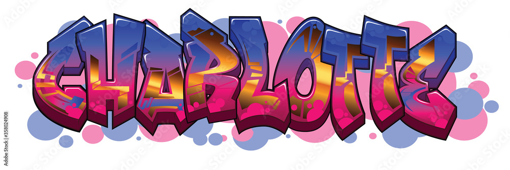 Charlotte Name Text Graffiti Word Design Stock Vector | Adobe Stock