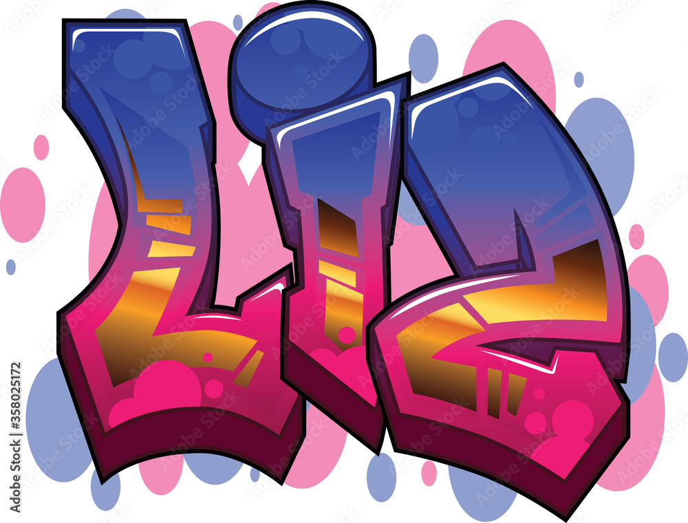 Liz Name Text Graffiti Word Design Stock Vector | Adobe Stock