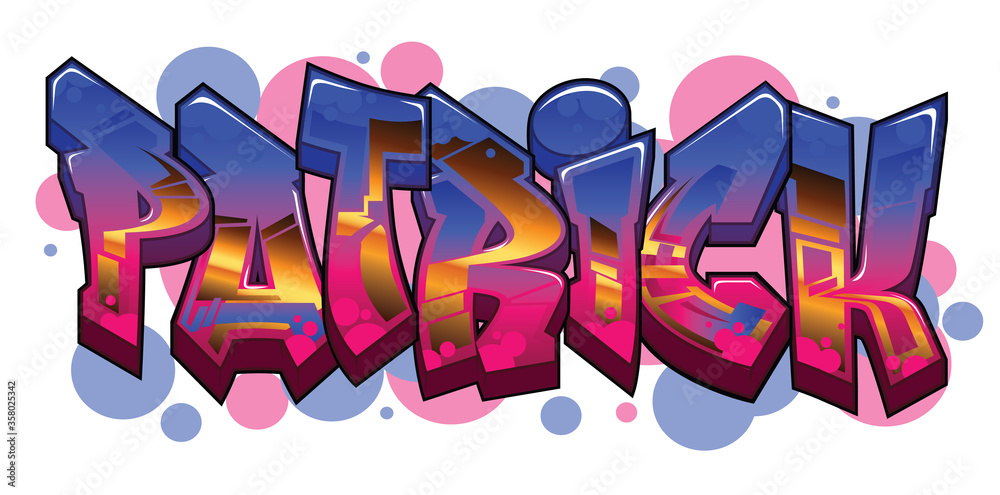 Patrick Name Text Graffiti Word Design Stock Vector | Adobe Stock