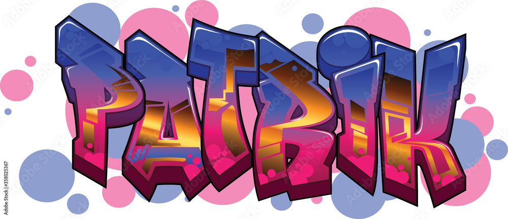 Patrik Name Text Graffiti Word Design Stock Vector | Adobe Stock