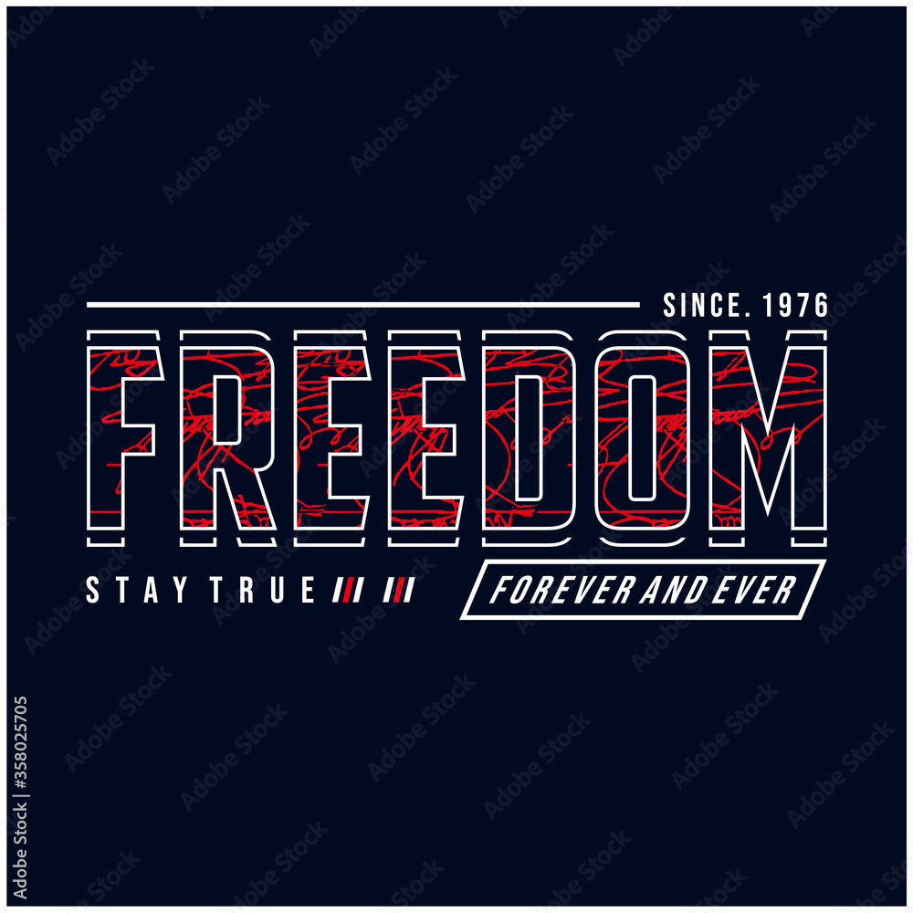 freedom typography t shirt design, vector illustration Stock Vector ...